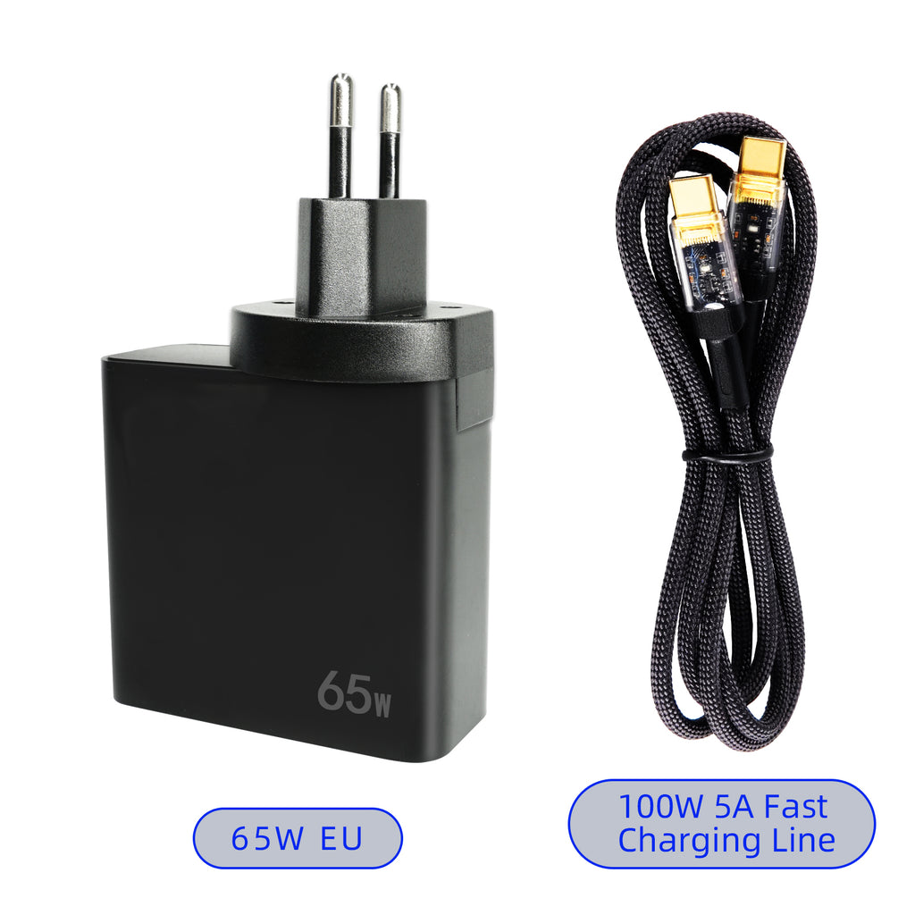Dual port folding fast charging source PD65W US/EU/UK/AU with transpar ...